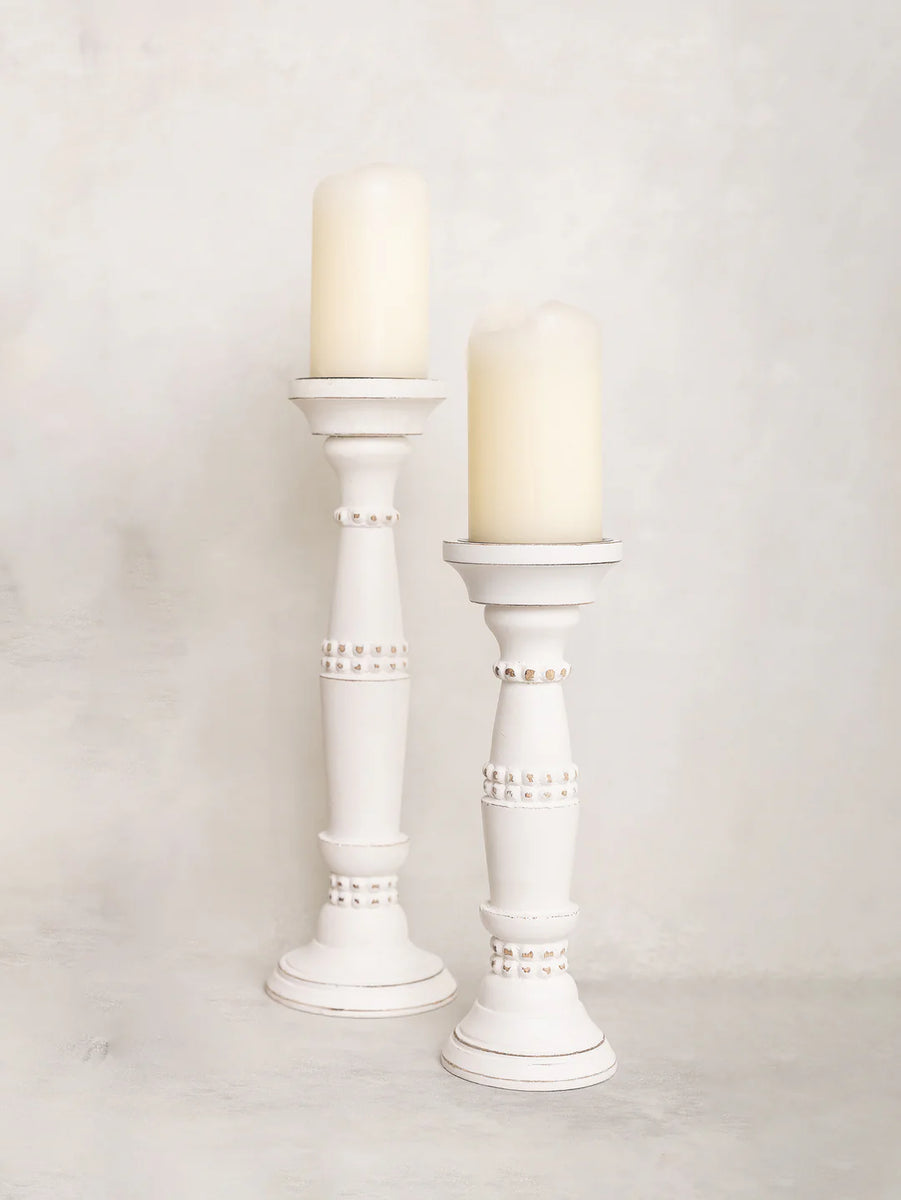 Mary Square | Beaded Candle Stick Small Whitewash – Jonah Brown Boutique