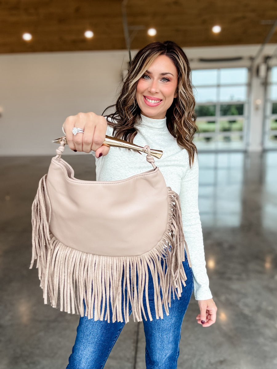 Fringe Handbag in Taupe – Jonah Brown Boutique