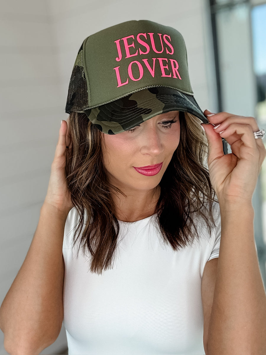 Jesus Lover Trucker Hat • Camo – Jonah Brown Boutique
