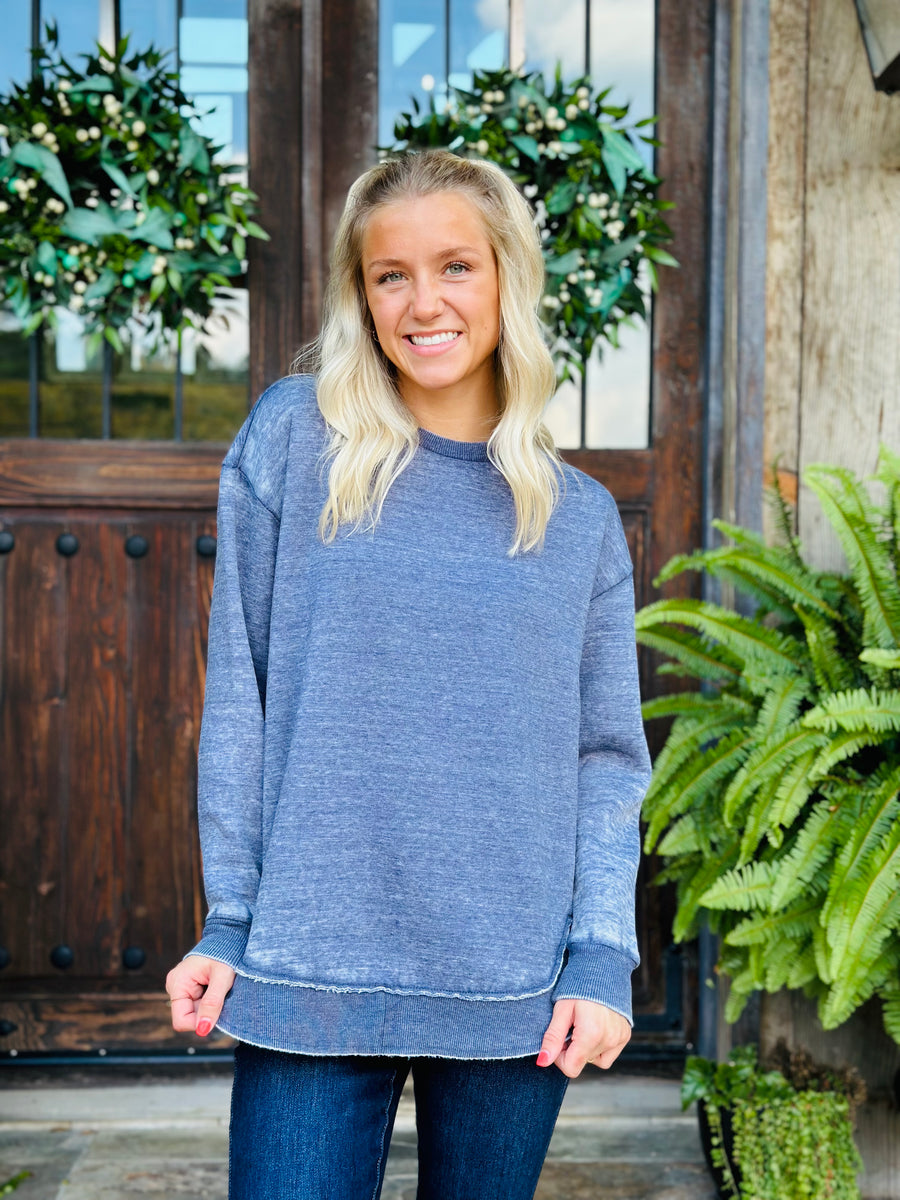 Fan Fav Crewneck In Navy – Jonah Brown Boutique