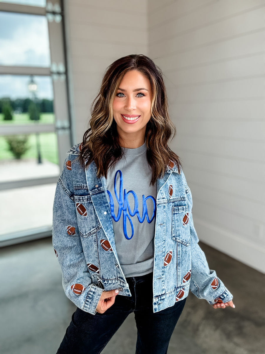 Football Denim Jacket – Jonah Brown Boutique