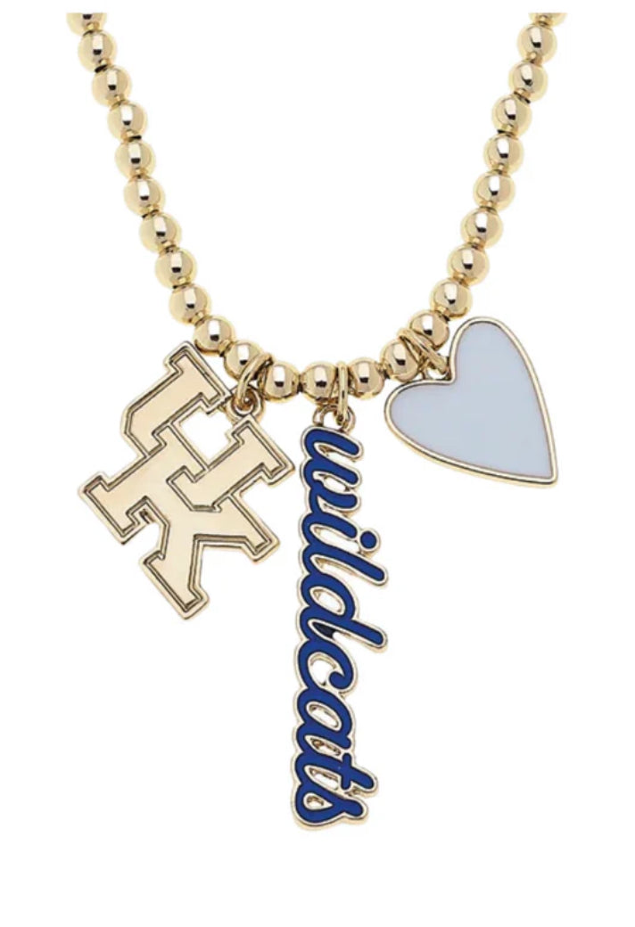 Kentucky Wildcats Ball Bead Charm Necklace in Shiny Gold – Jonah Brown ...