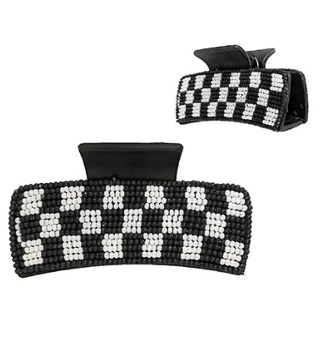 Game Day Beaded Checkered Hair Clip – Jonah Brown Boutique